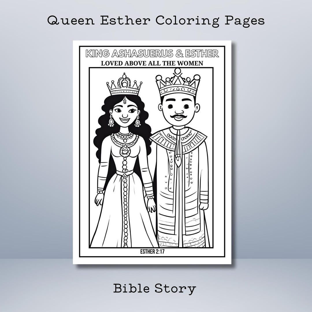 Queen Esther Coloring Pages, Esther Bible Story,purim Printable, Jewish ...