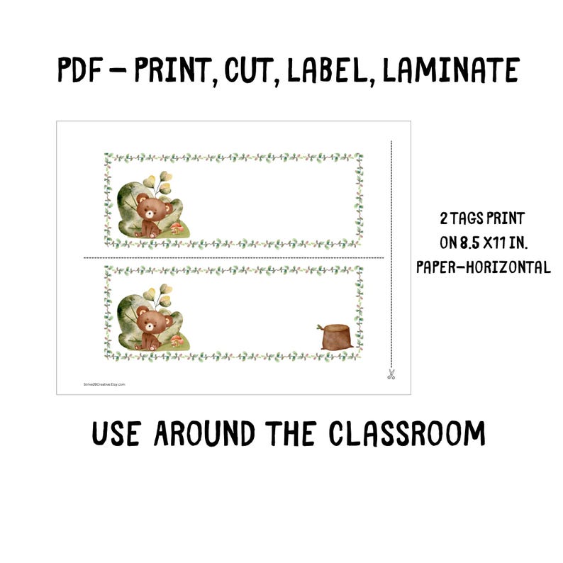 Woodland Animal Classroom Labels, Printable Student Desk Decor (canva ...
