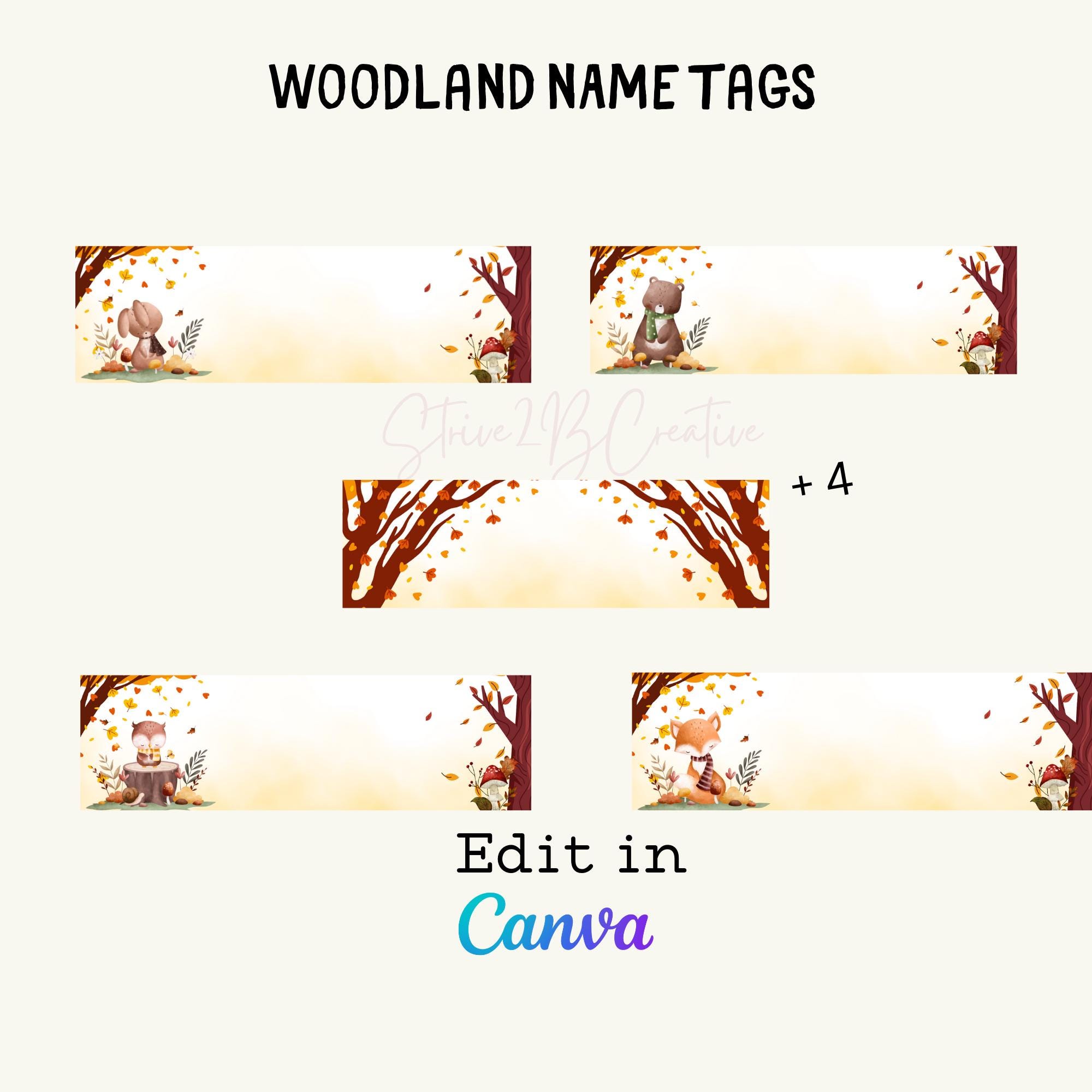 Woodland Animals Classroom Decor Bundle, Editable Printable (canva) - Etsy