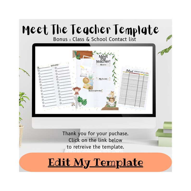Meet the Teacher, Editable Canva Template, Safari Classroom Decor, Back ...