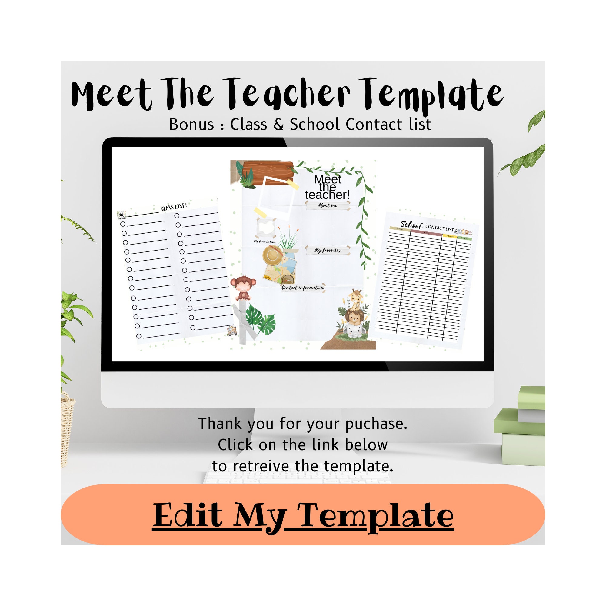 Meet the Teacher, Editable Canva Template, Safari Classroom Decor, Back ...