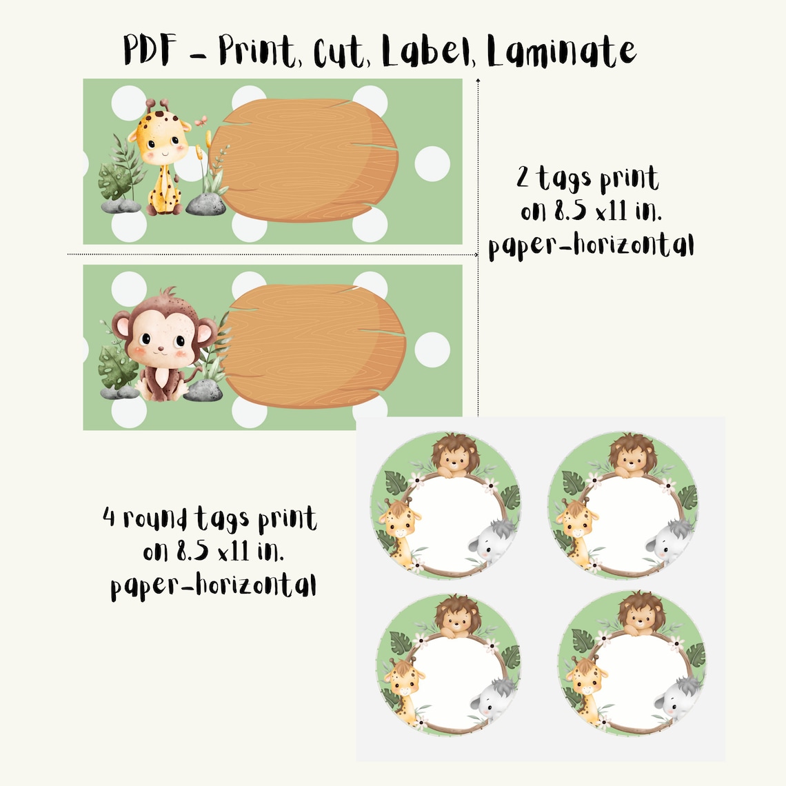 Editable Classroom Name Tags Safari Animals , Cubby Tags for Preschool ...