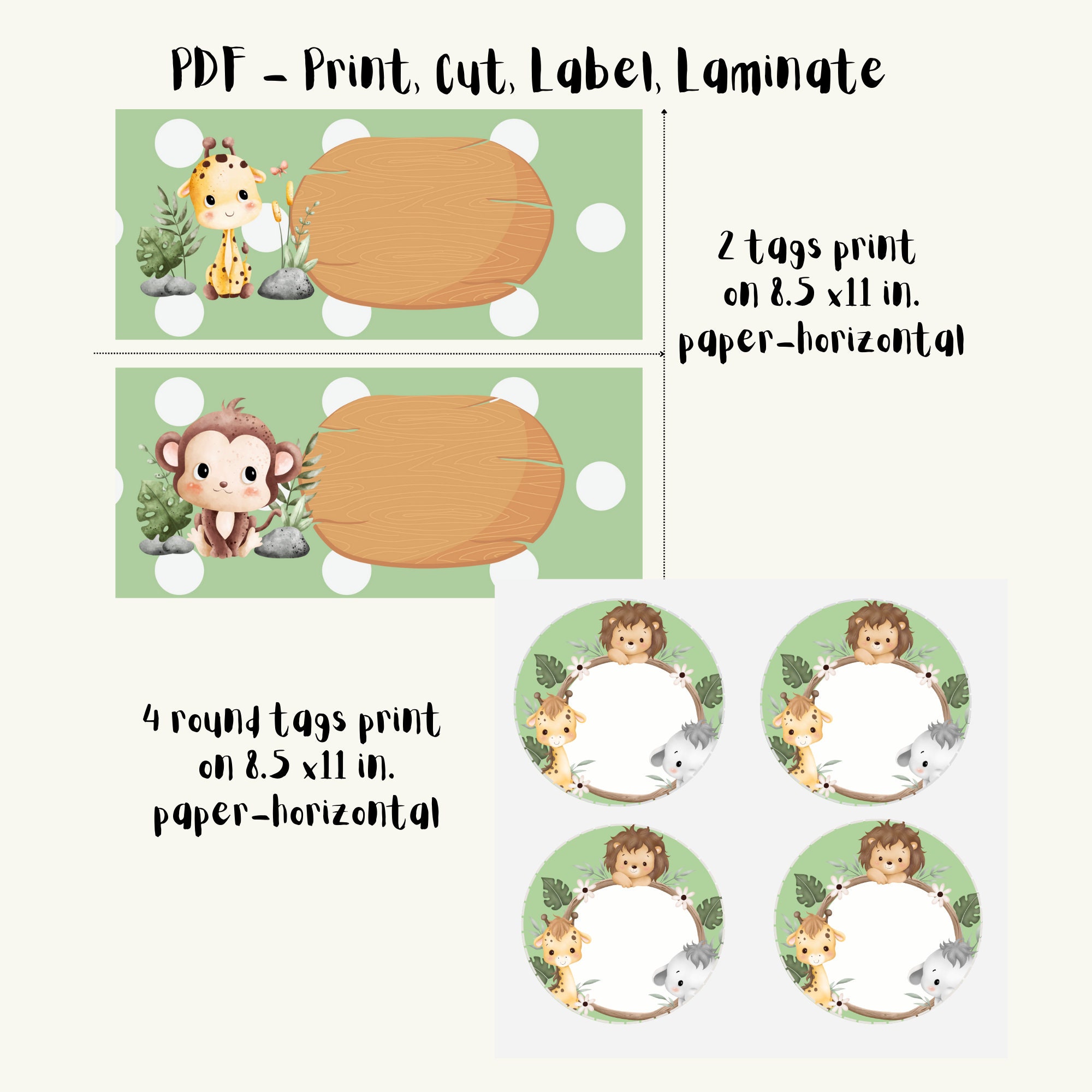 Editable Classroom Name Tags Safari Animals , Cubby Tags for Preschool ...