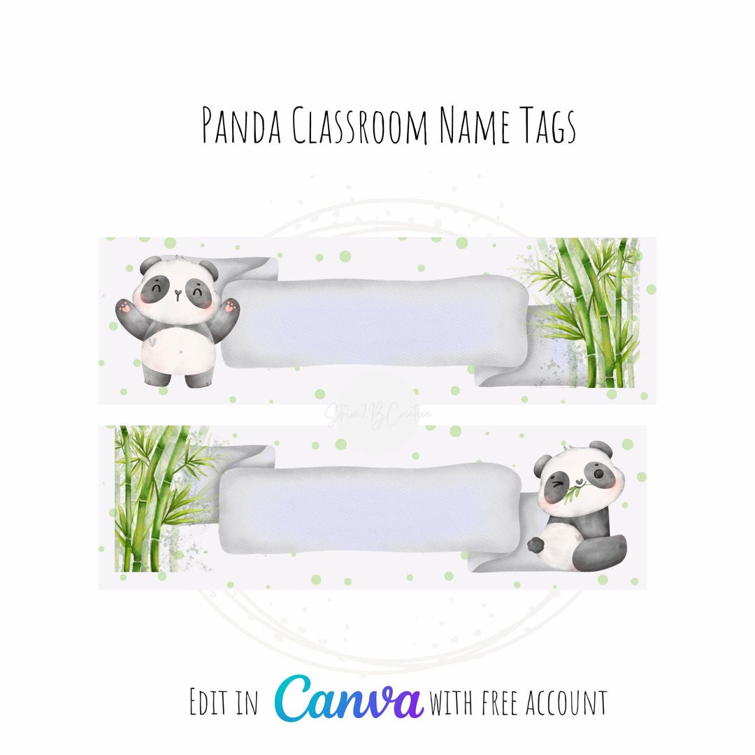 Panda Classroom Theme Nametags, Panda Desk Decor, Cute Animal Prints ...