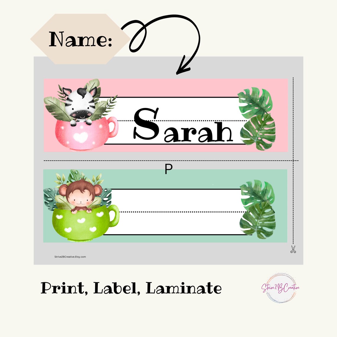 Safari Animal Name Tags,printable Desktop Tags, Cubby Labels, Classroom ...