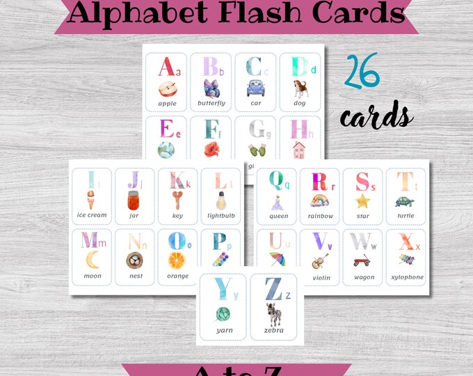 Alphabet Letter Cards: A to Z Educational Flashcards With Six Starting ...