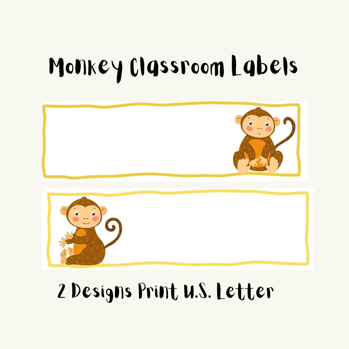 Editable Monkey Classroom Name Labels, Printable Cubby Tags (digital ...