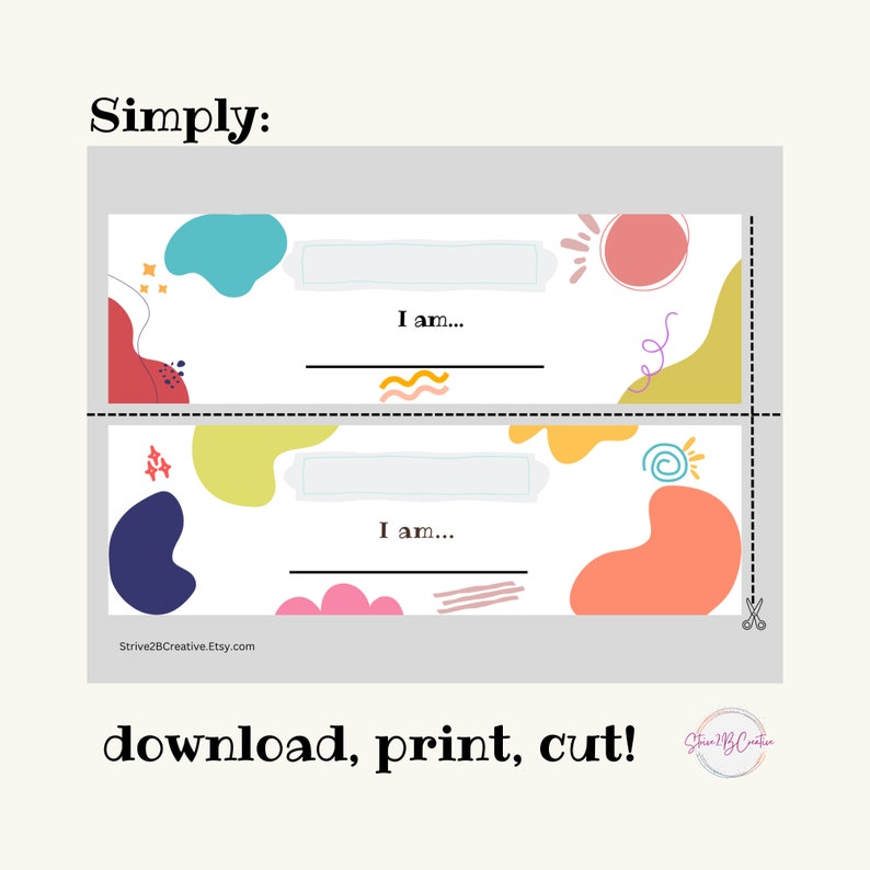 I Am Name Tags. Printable Student Affirmation Name Tag, Desktop, Cubby ...