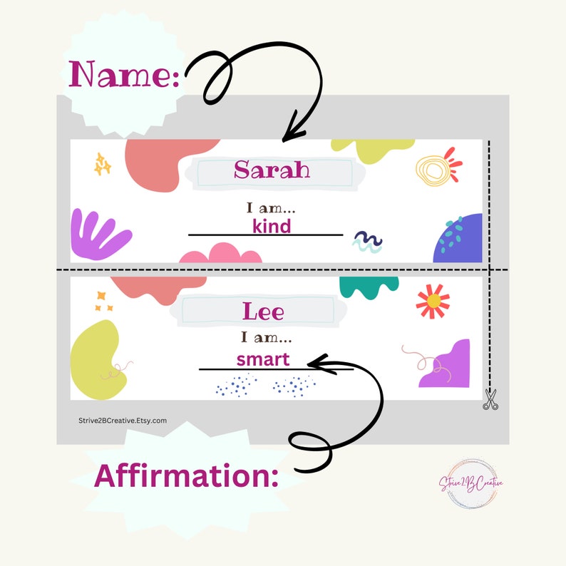 I Am Name Tags. Printable Student Affirmation Name Tag, Desktop, Cubby ...