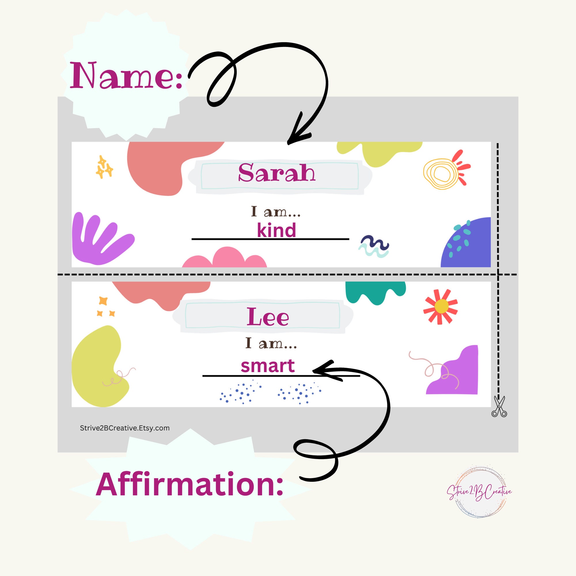 I Am Name Tags. Printable Student Affirmation Name Tag, Desktop, Cubby ...