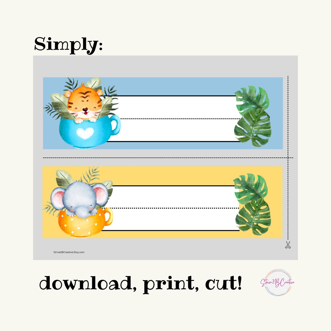 Safari Animal Name Tags,printable Desktop Tags, Cubby Labels, Classroom ...