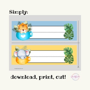 Safari Animal Name Tags,printable Desktop Tags, Cubby Labels, Classroom ...