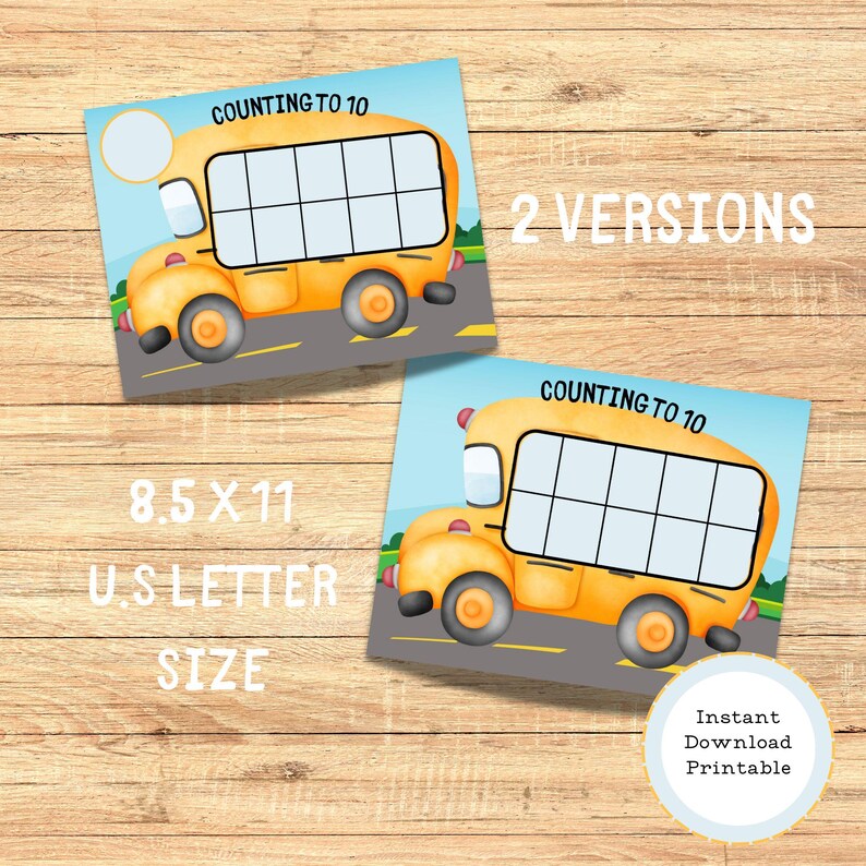 School Bus Ten Frame, Montessori Math Printable (digital Download) - Etsy