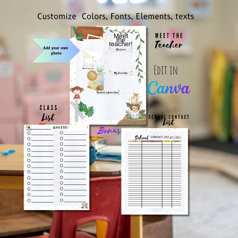 Meet the Teacher, Editable Canva Template, Safari Classroom Decor, Back ...