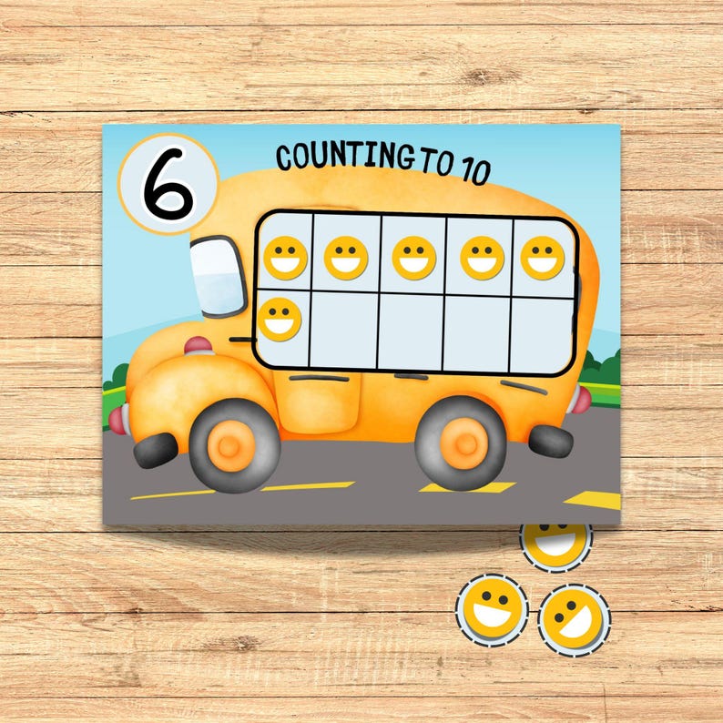 School Bus Ten Frame, Math Counting Numbers 1-10, Learning to Count ...