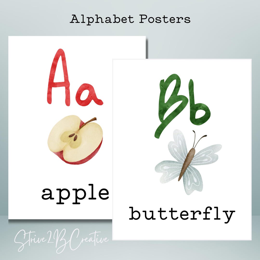 ABC Classroom Decor, Illustrated Alphabet Posters (PDF Files) - Etsy