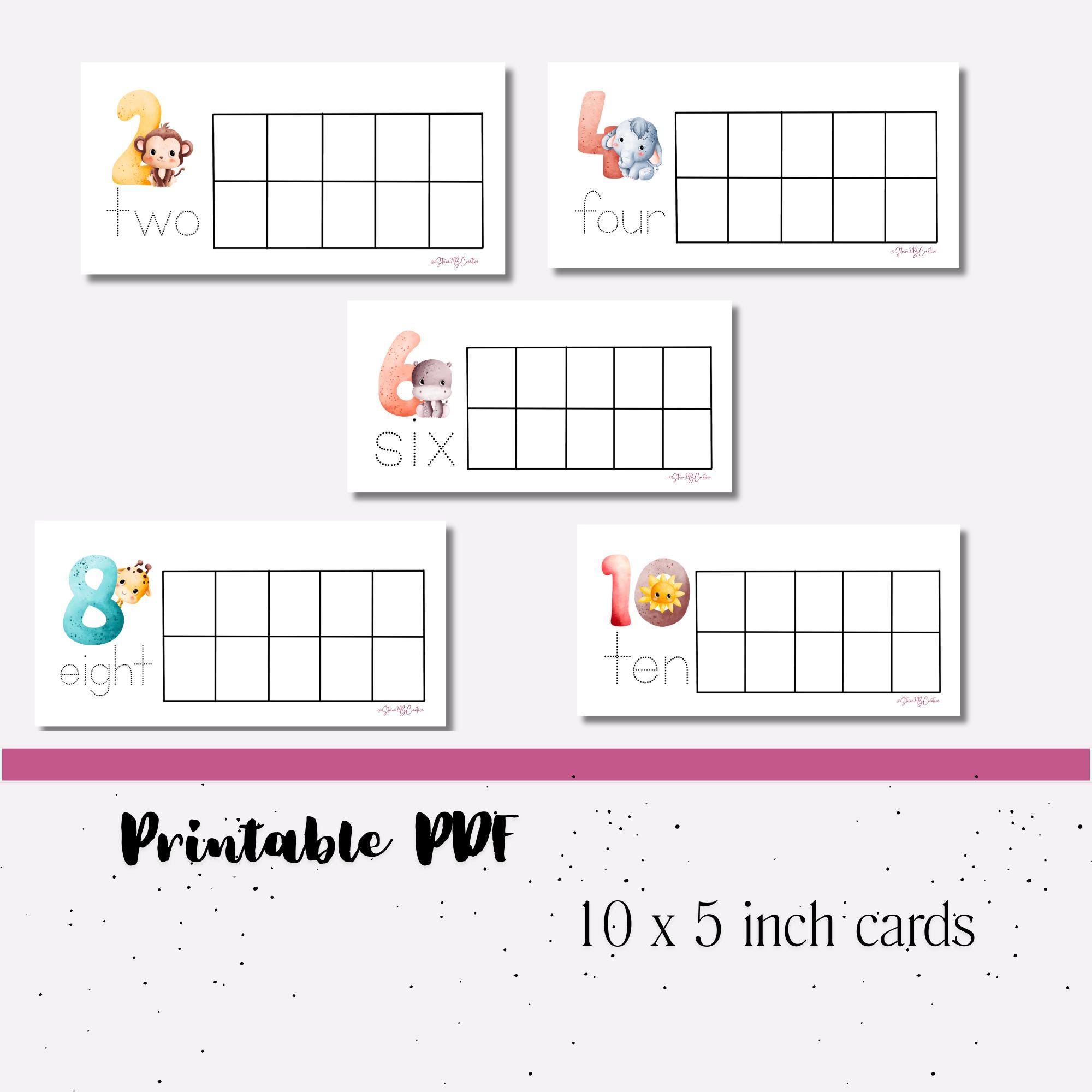 Animal Ten Frame Activity Cards, Prinatble Ten Frame Game, Montessori ...