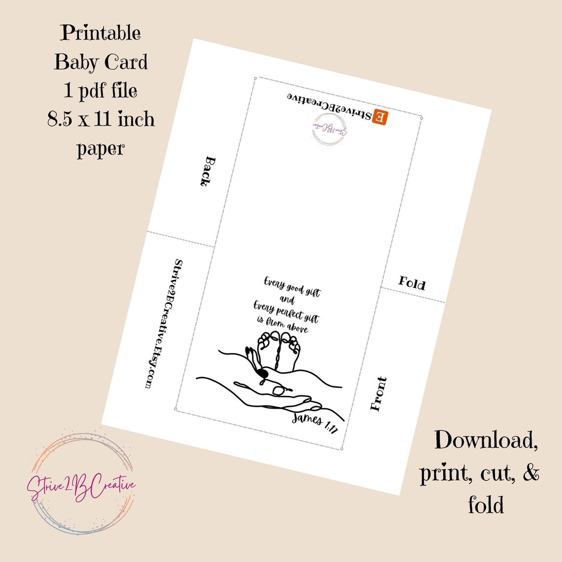 Printable Welcome Baby Greeting Card Digital Download Baby - Etsy