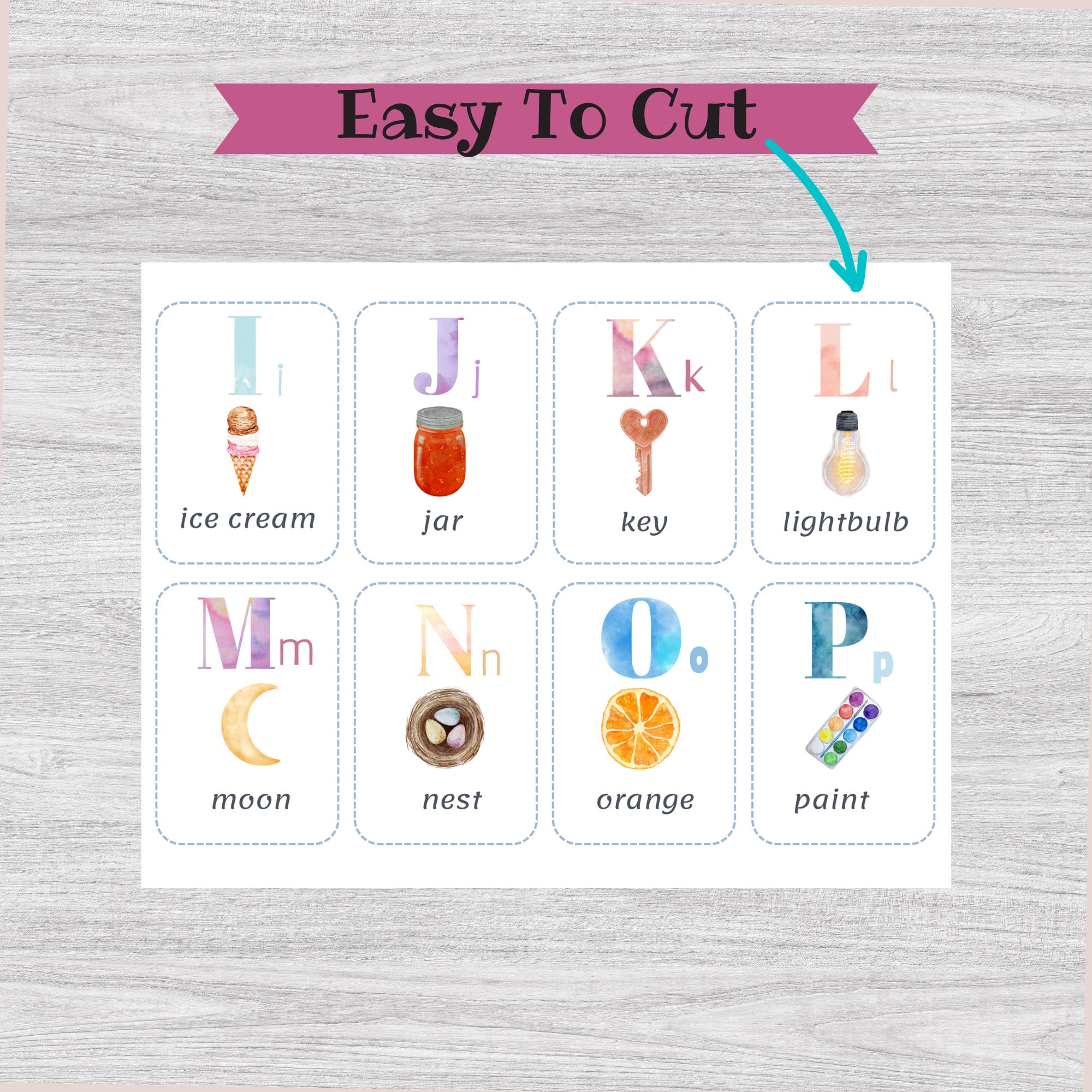 Alphabet Flashcards, 26 A to Z Flashcards, ABC Picture Flashcards ...