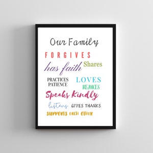 Our Family Inspirational Poster Print, Family Quote Wall Art, Family ...
