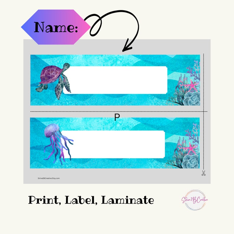 Ocean Animal Name Tags,printable Desktop Tags, Cubby Labels, Classroom ...