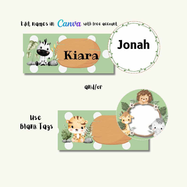 Editable Classroom Name Tags Safari Animals , Cubby Tags for Preschool ...