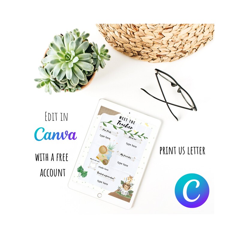Meet the Teacher, Editable Canva Template, Safari Classroom Decor, Back ...