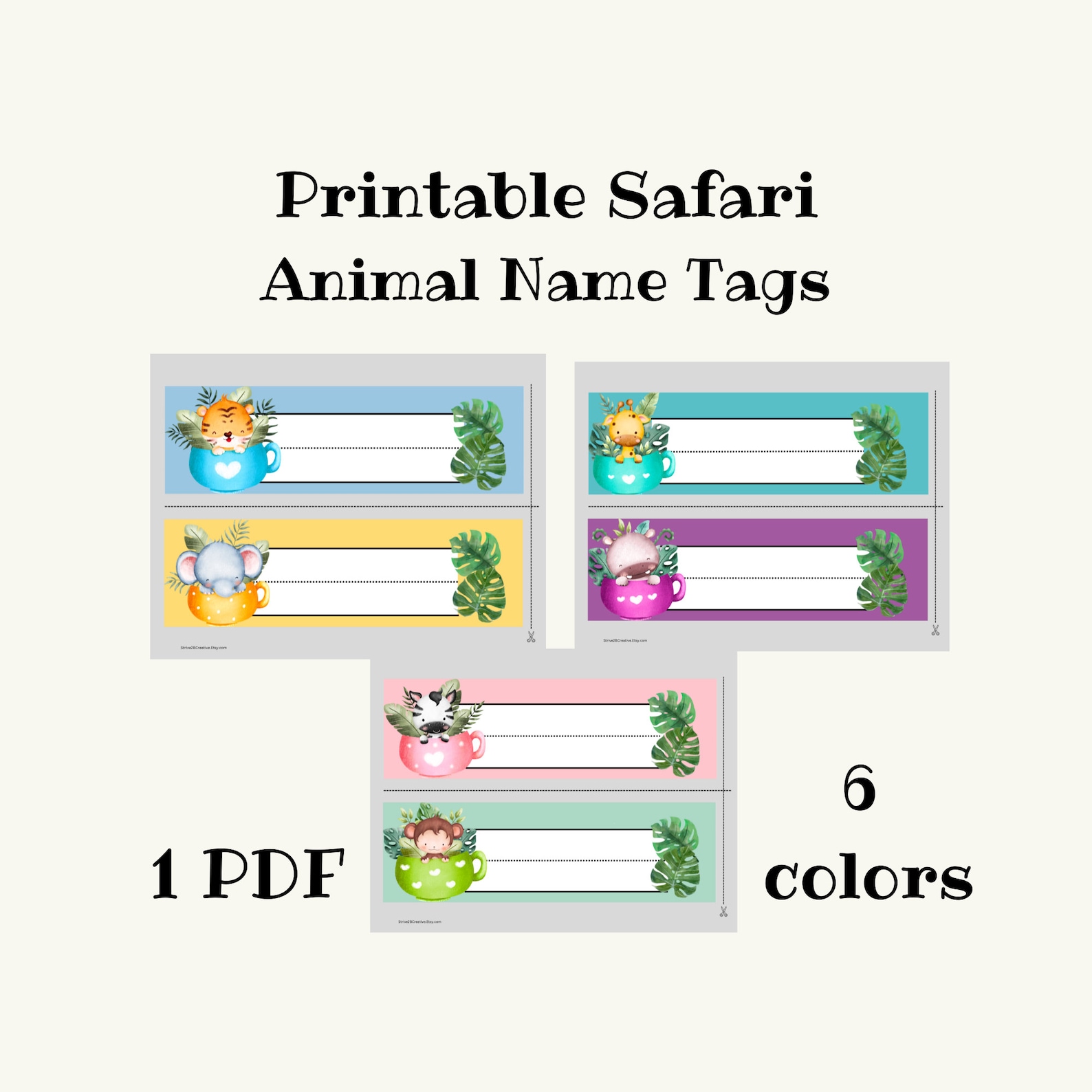 Safari Animal Name Tags,printable Desktop Tags, Cubby Labels, Classroom ...