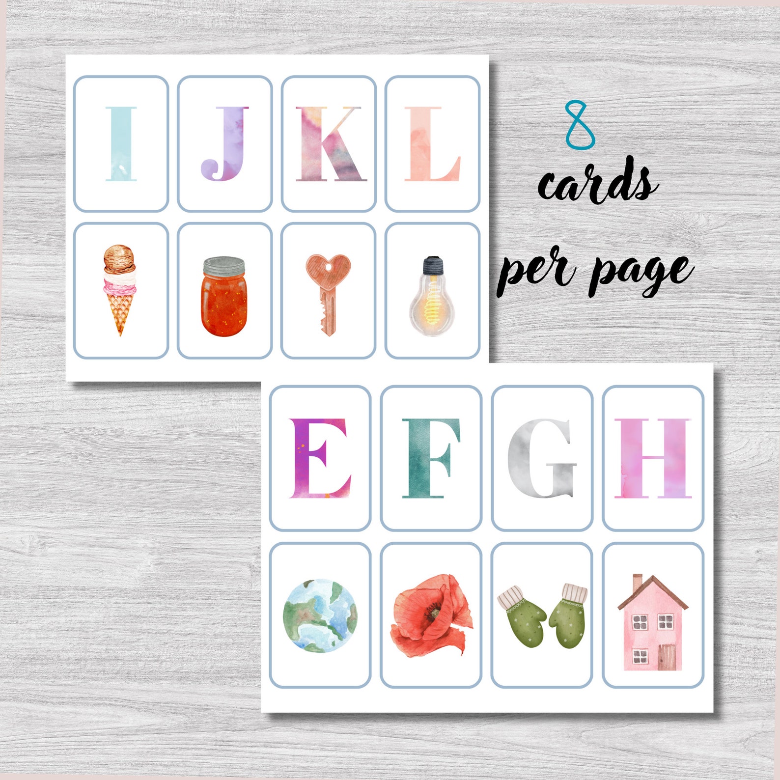 Alphabet Flashcards, 26 A to Z Flashcards, ABC Picture Flashcards ...