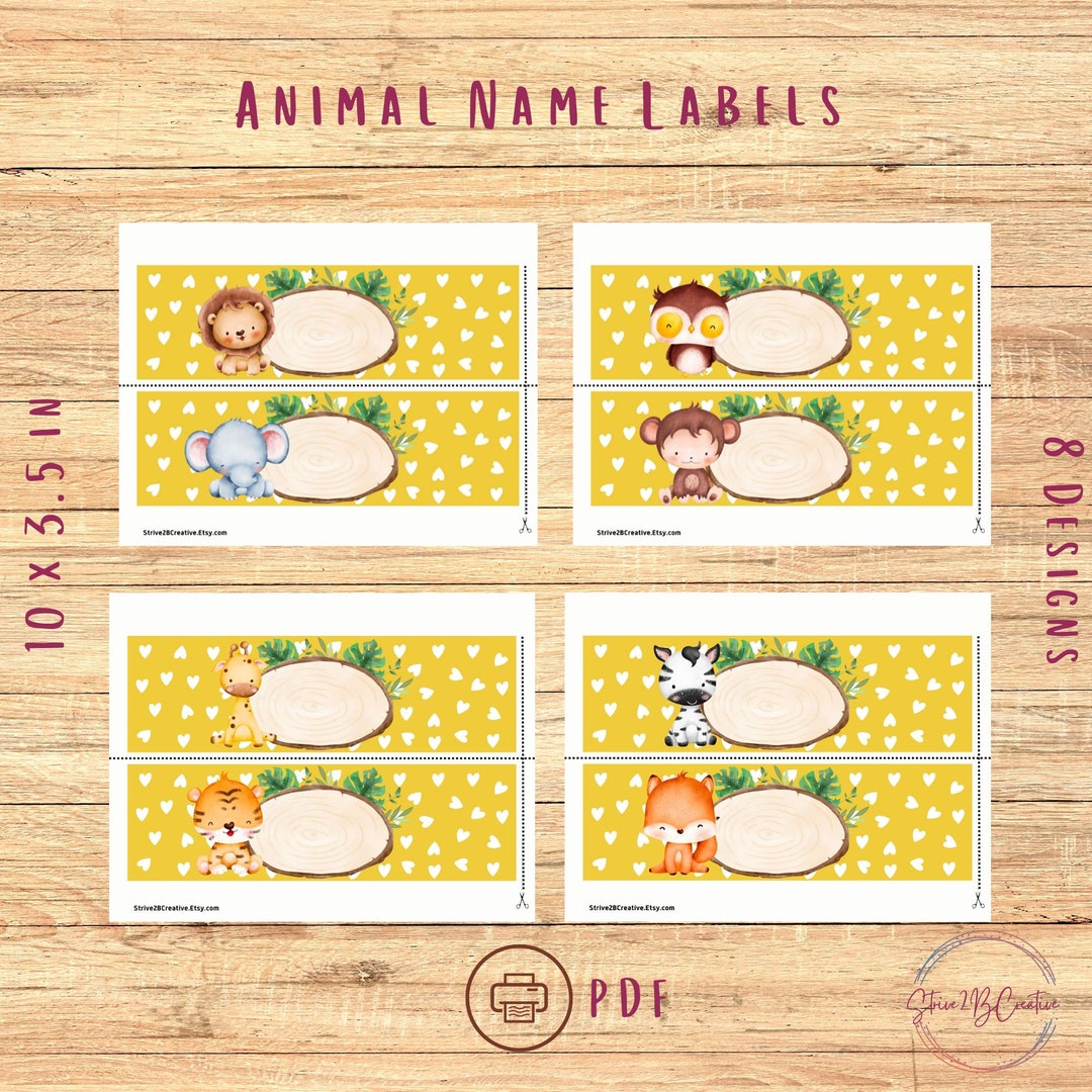 Animal Classroom Name Labels, Cubby Tags for Preschool, Baby Animal ...