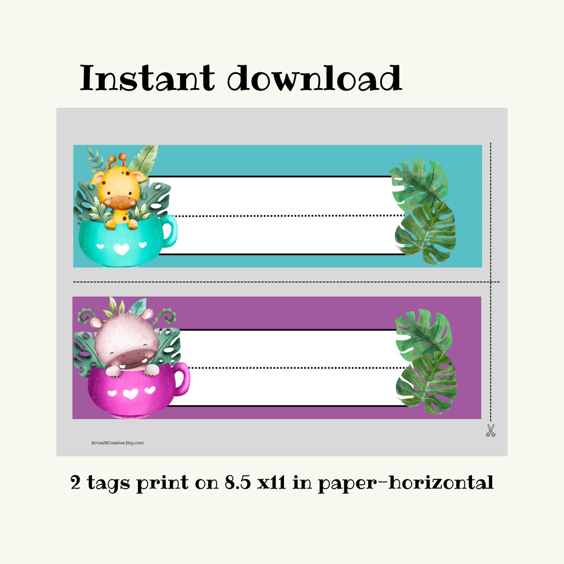 Safari Animal Name Tags,printable Desktop Tags, Cubby Labels, Classroom ...