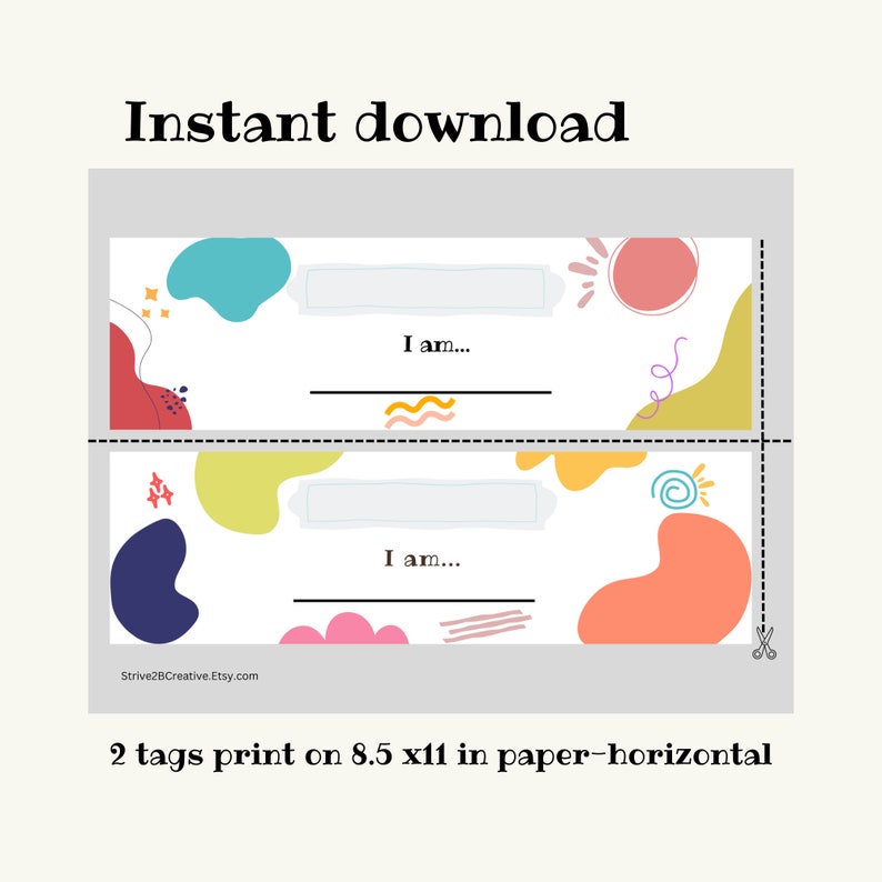 I Am Name Tags. Printable Student Affirmation Name Tag - Etsy
