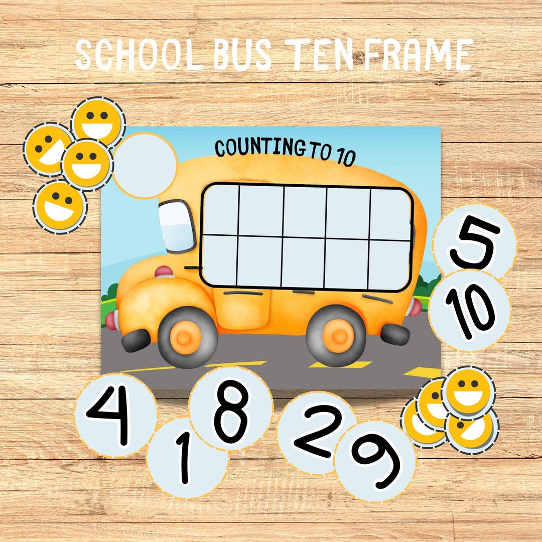 School Bus Ten Frame, Math Counting Numbers 1-10, Learning to Count ...