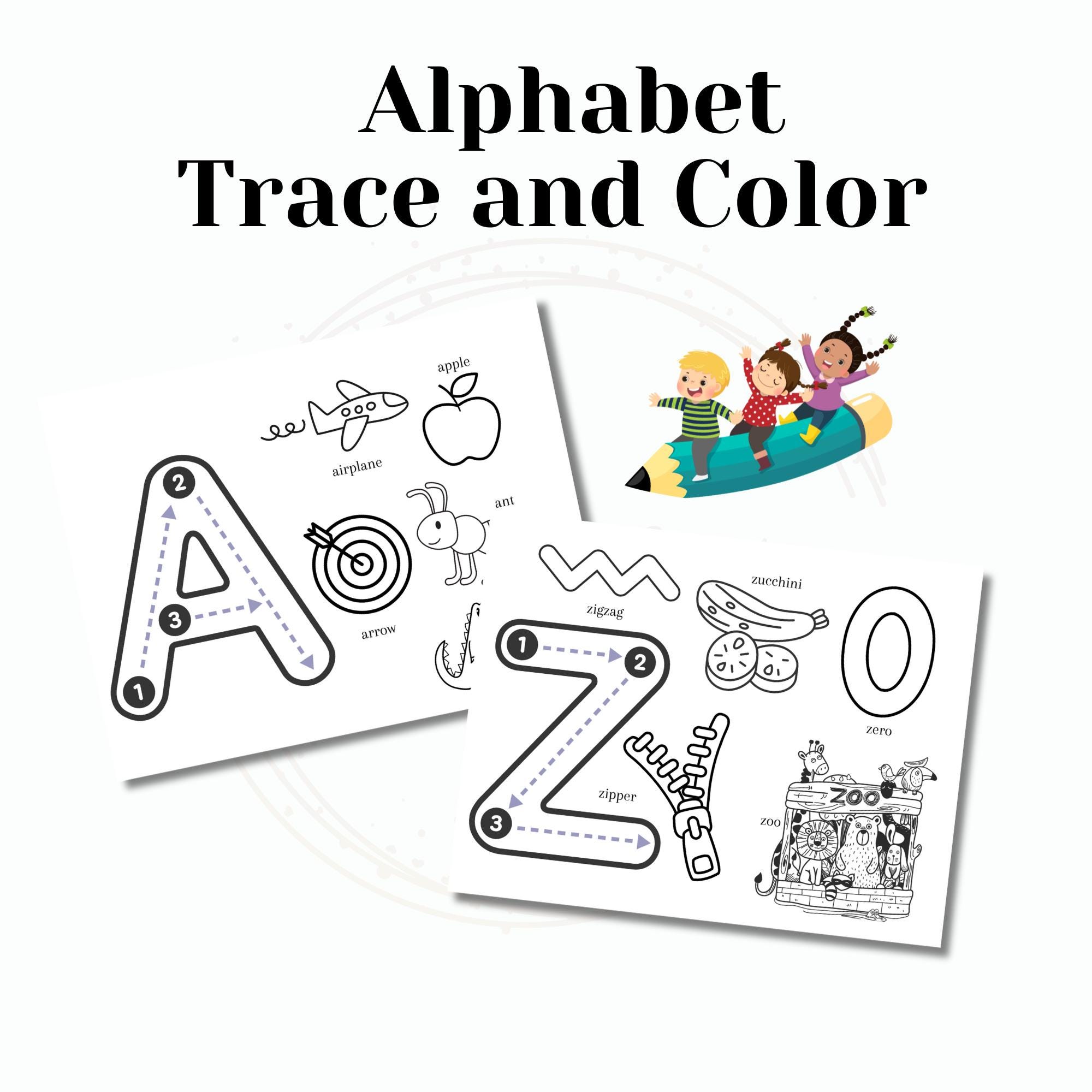 Alphabet Trace and Color Pages, Beginning Alphabet Sounds Activity ...