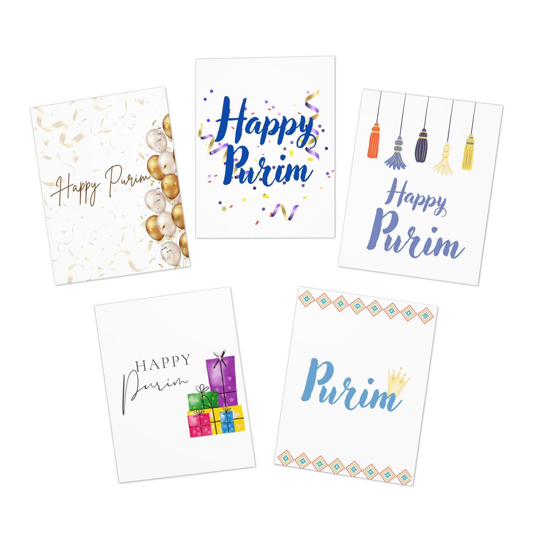 Purim Greeting Card With Envelopes Included, Multi-design Purim Cards ...