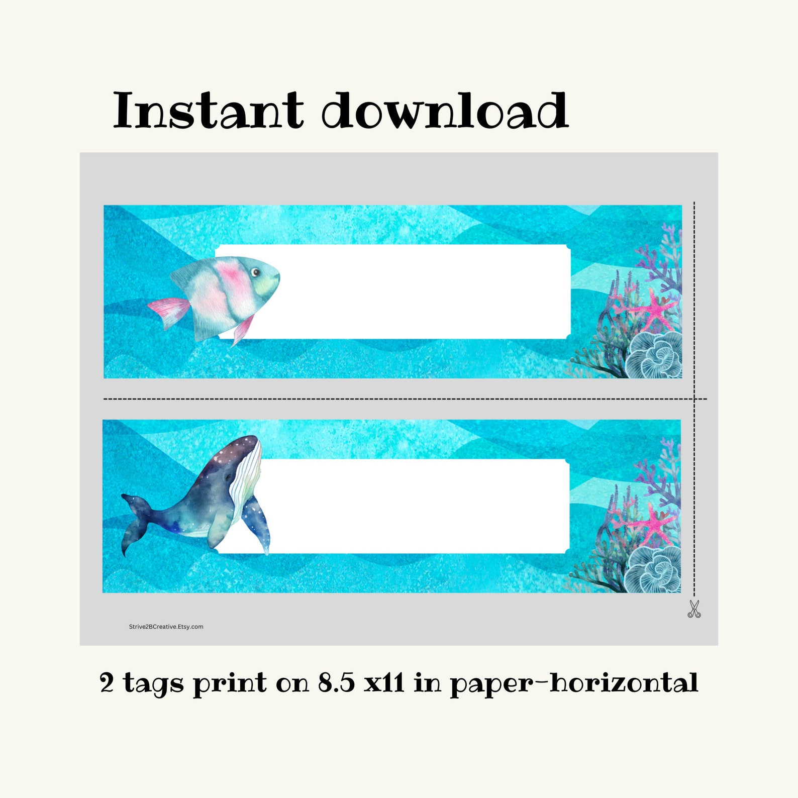 Ocean Animal Name Tags,printable Desktop Tags, Cubby Labels, Classroom ...