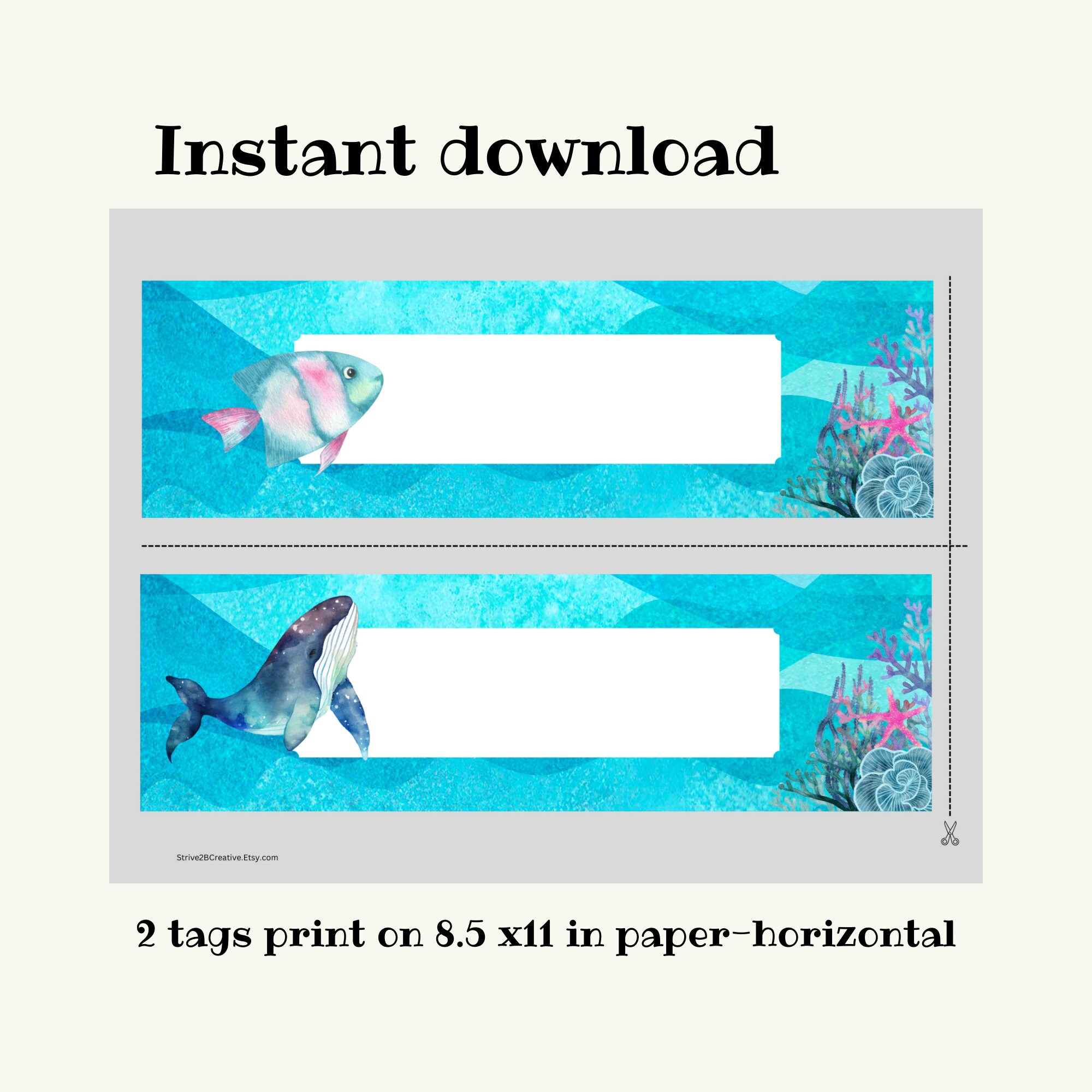 Ocean Animal Name Tags,printable Desktop Tags, Cubby Labels, Classroom ...