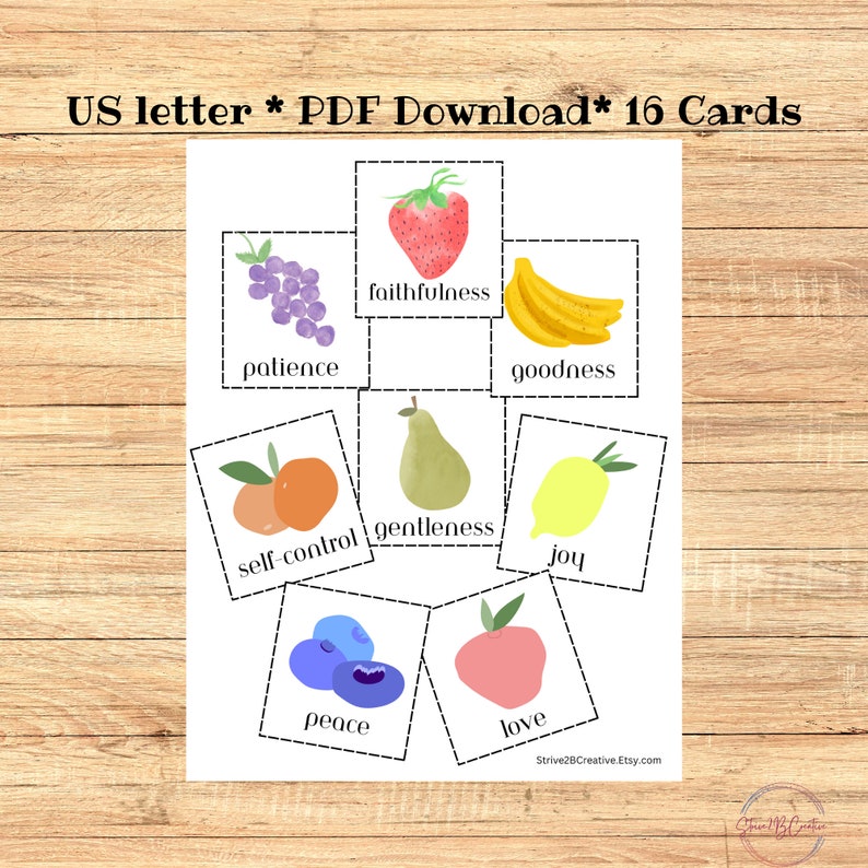Fruit of the Spirit Memory Game, Fruit Matching Game, Printable ...