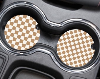 Checkered Car Coasters Trendy Checkered Print Aesthetic Car Accessories ...