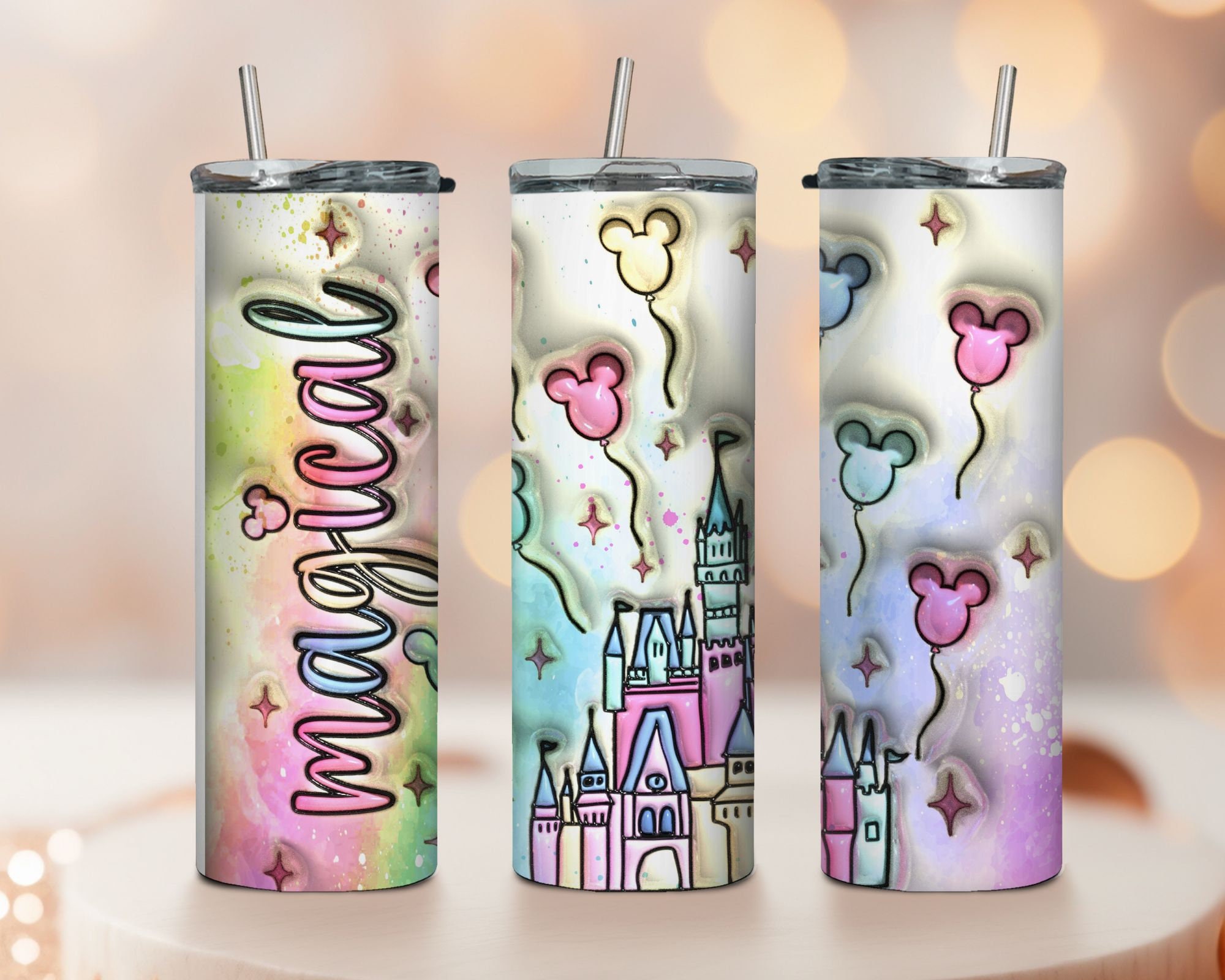 Magical Castle Disney Inspired 20 Fl Oz Metal Skinny Tumbler With Straw ...