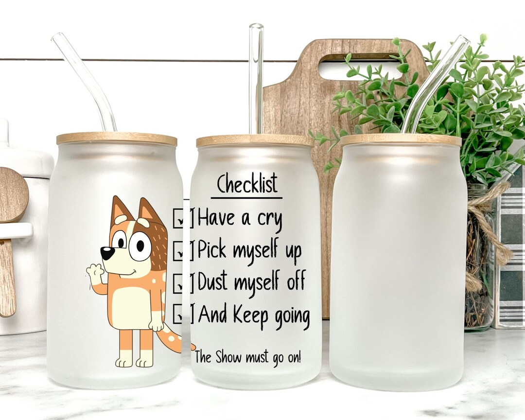 Bluey Glass Cup, Blue Dog Glass Cup, Bluey Libbey Can Glass, Blue Dog ...