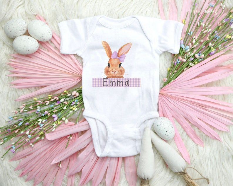 Personalized Name Bunny Onesie® Custom Peter Rabbit Natural Baby Girl ...