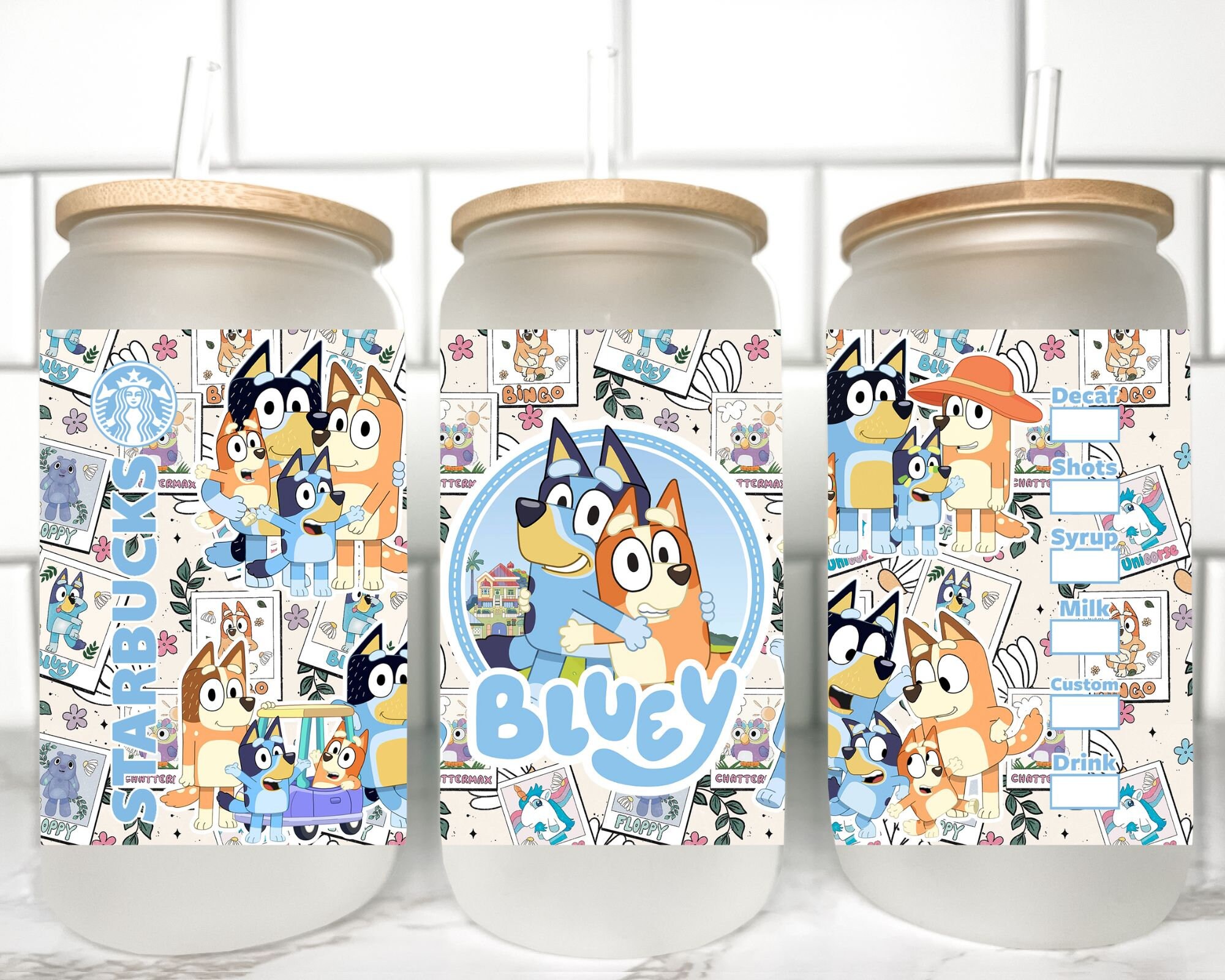 Bluey Glass Cup, Blue Dog Glass Cup, Bluey Libbey Can Glass, Blue Dog ...