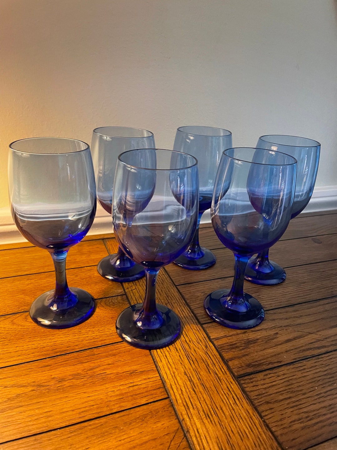 Libbey Cobalt Blue Pedestal Stemware Set of 10 - Etsy