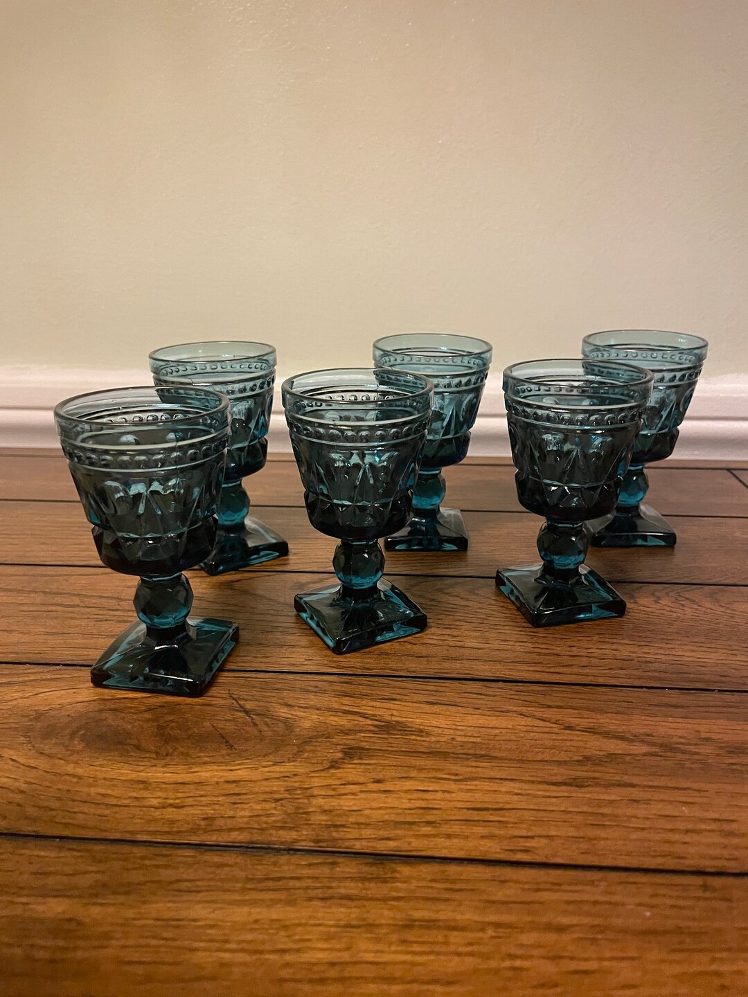 Vintage Colony Glass Park Lane Blue Cordial Shot Glass Set of 6 - Etsy