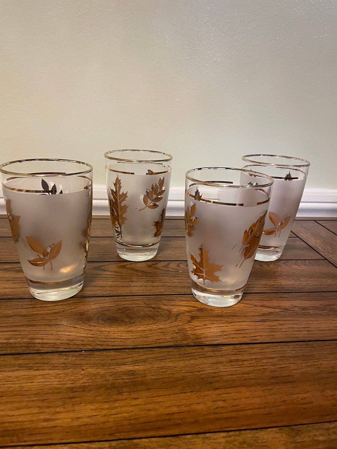 Vintage Libby Frosted Gold Leaf Cocktail Glasses (set of 4) - Etsy