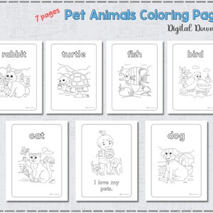 Pet Animals Coloring Book Preschool Pre-k Kindergarten Worksheets ...