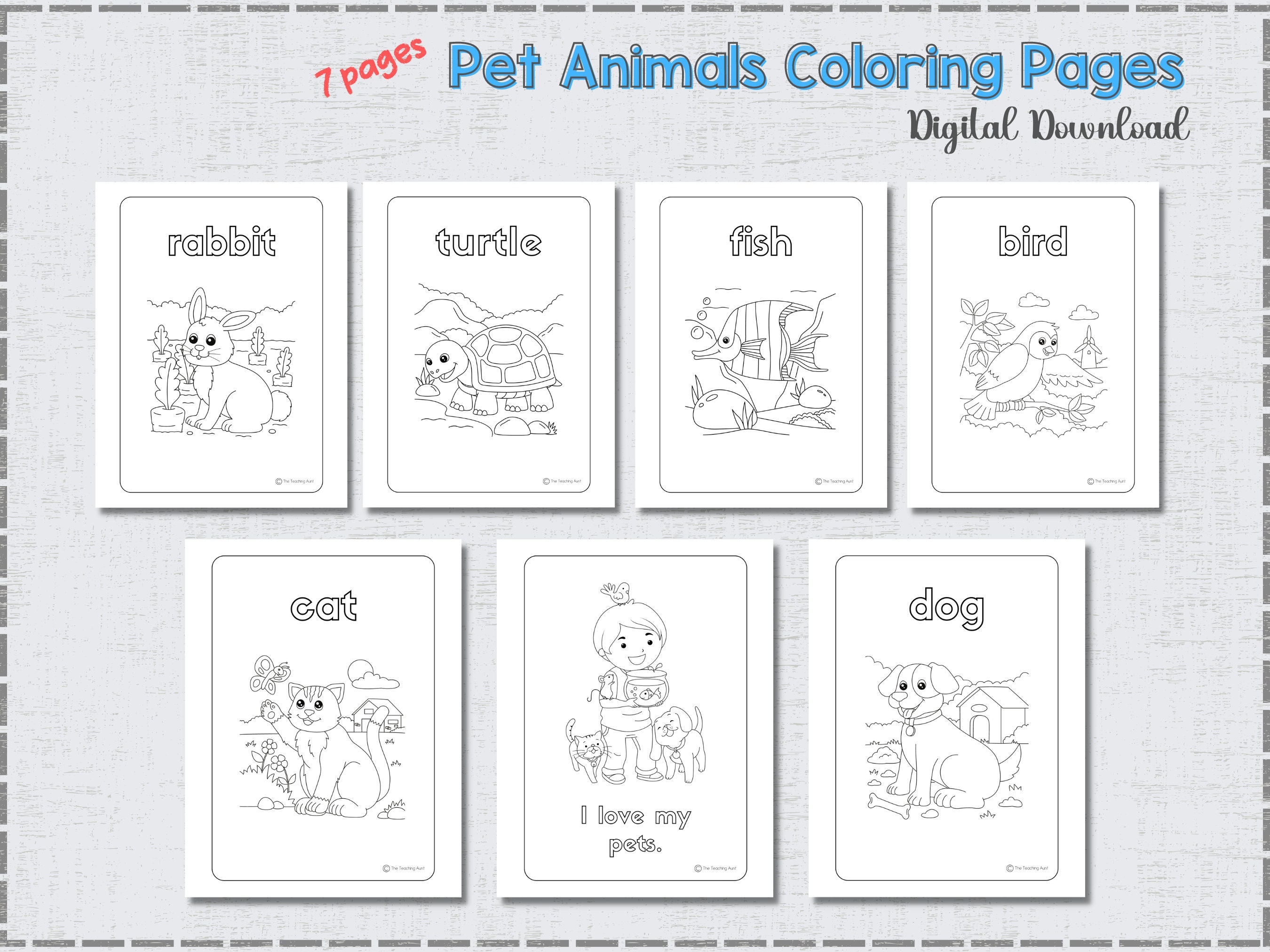 Pet Animals Coloring Book Preschool Pre-k Kindergarten Worksheets ...