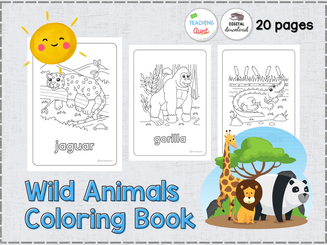 Wild Animals Coloring Book Preschool Pre-k Kindergarten Worksheets ...