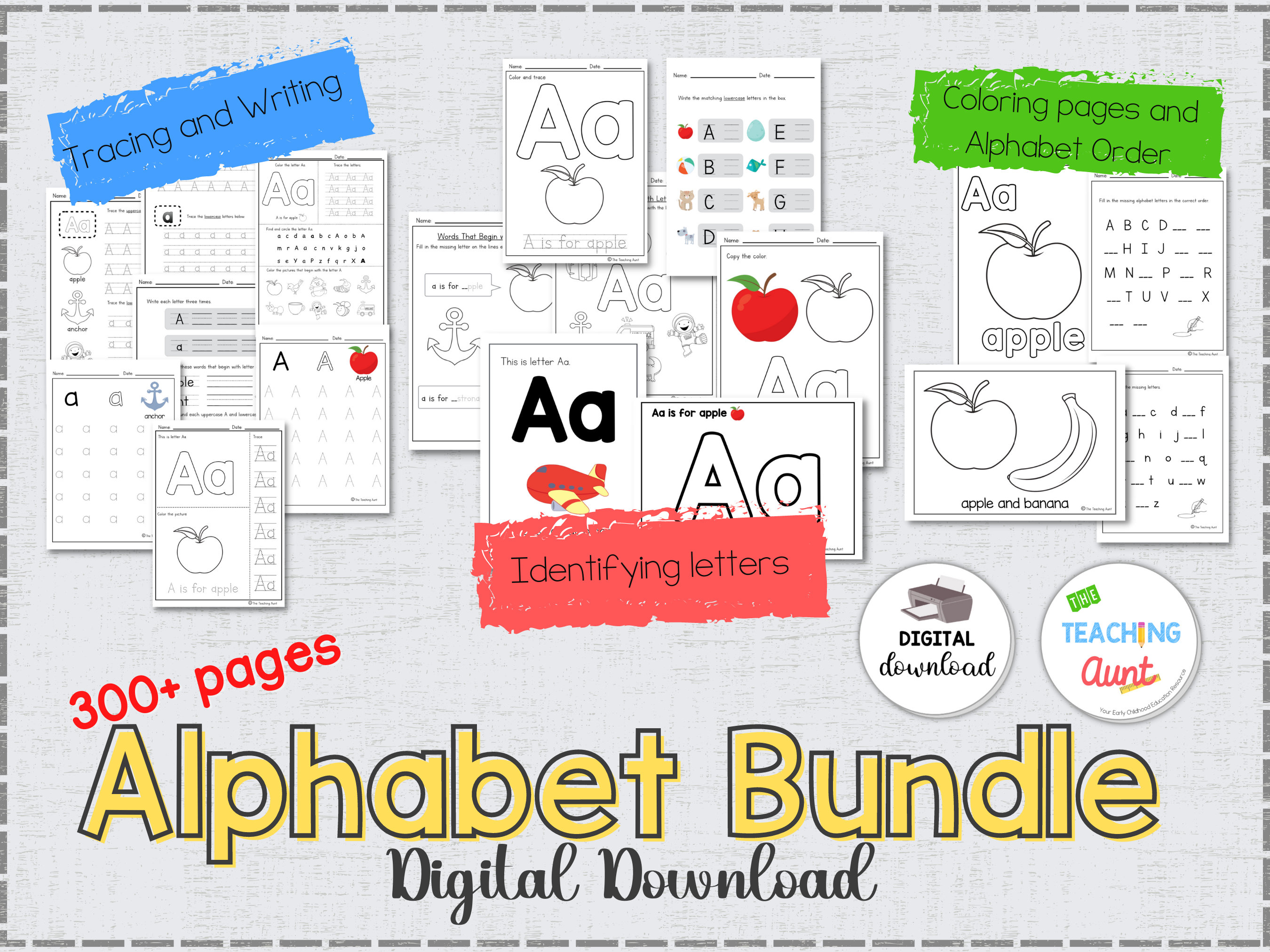 Alphabet Worksheets Bundle 400+ Pages, Preschool Printable ...